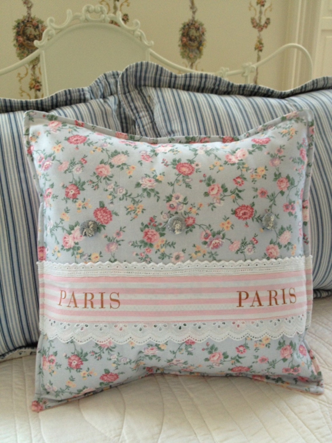 French Country Pillow Cover Shabby Chic Pillow Cover Paris - Etsy