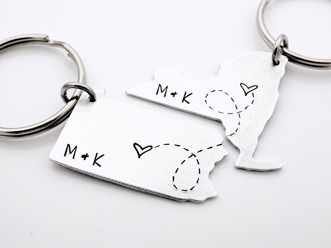 Long Distance State Keychain Gift, USA State to State - Etsy