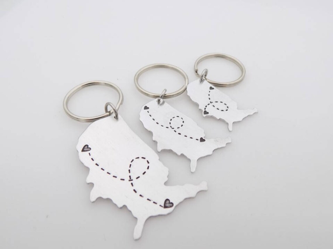 USA map keychain Long Distance Relationship keychain Choose | Etsy