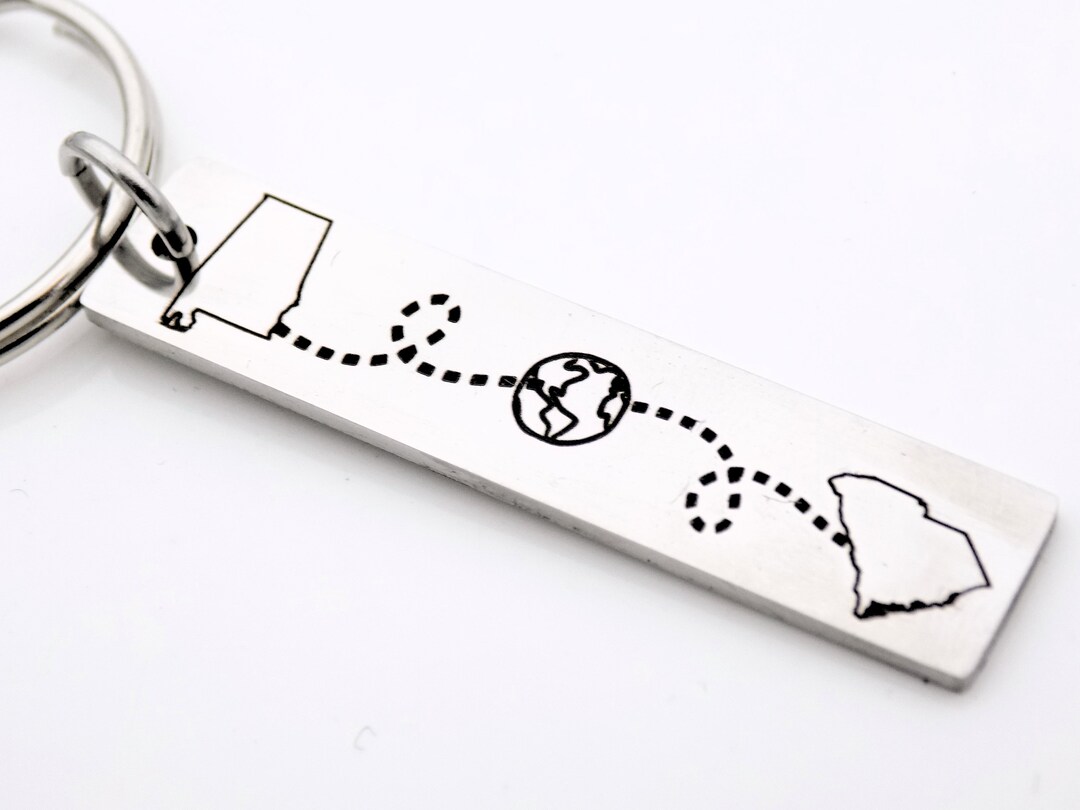 Long Distance Keychain Custom With ANY 2 Locations of Your Choice ...