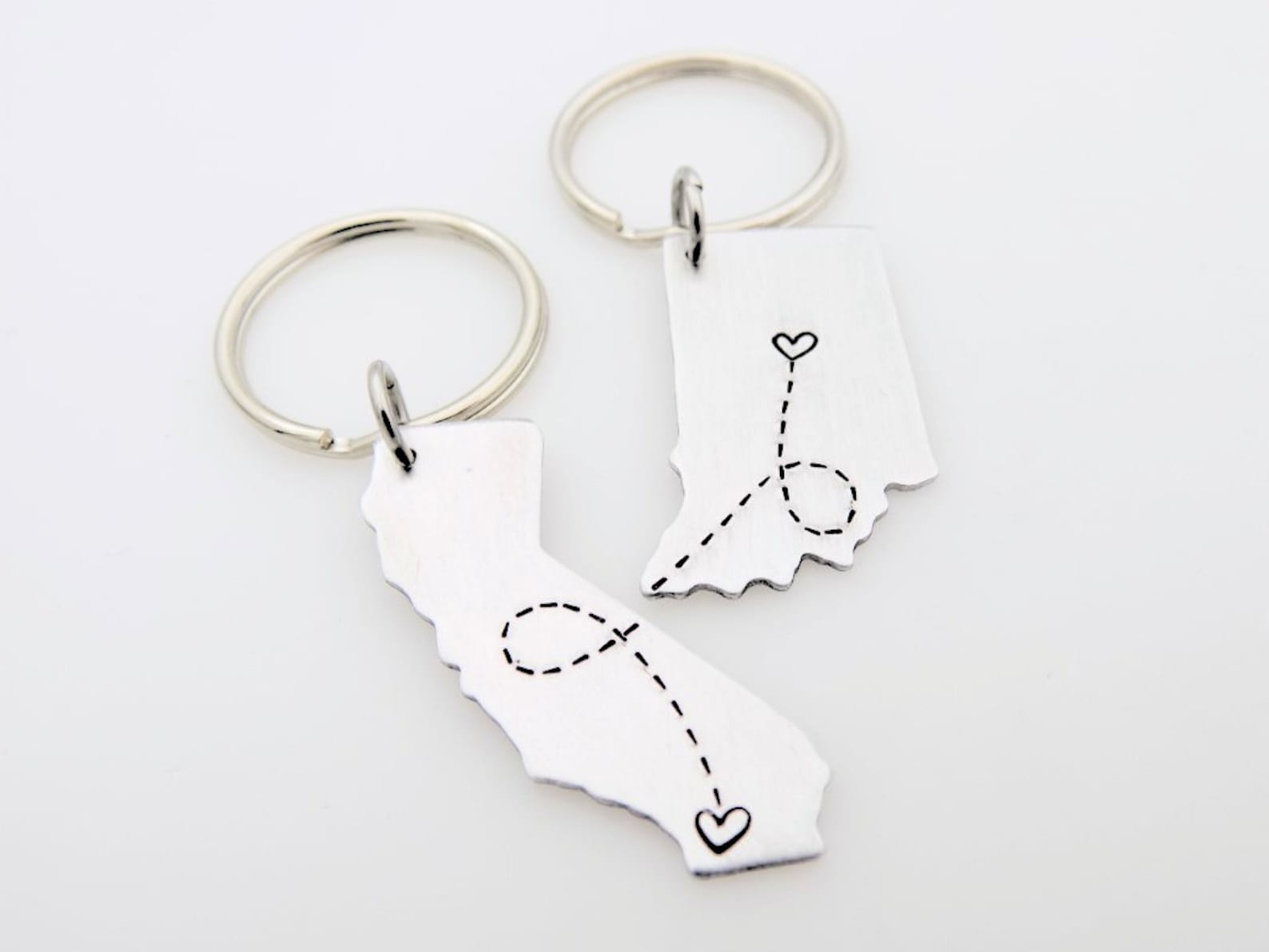 Choose Your State or Country Custom Long Distance Keychain Set - Etsy