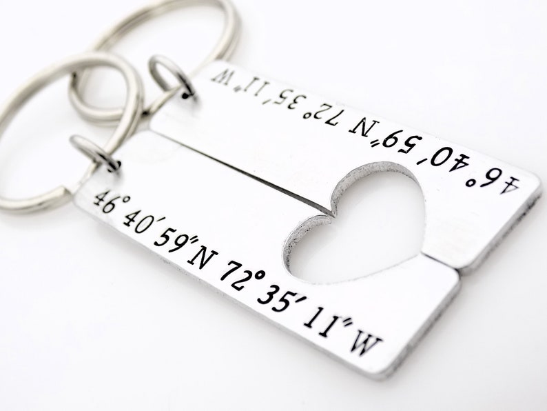 Custom Coordinates Keychains Matching Set of 2 | Etsy