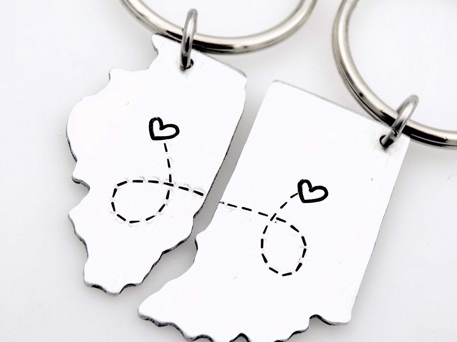 Choose Your State or Country Custom Long Distance Keychain Set - Etsy