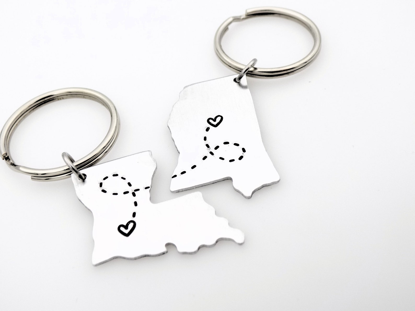 Choose Your State or Country Custom Long Distance Keychain Set - Etsy