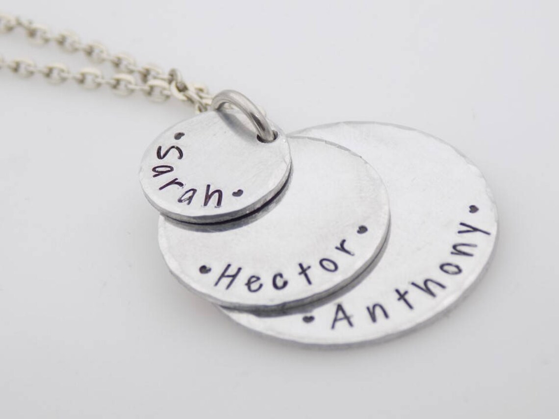 Personalized Hand Stamped Stacking Name Necklace Custom with | Etsy