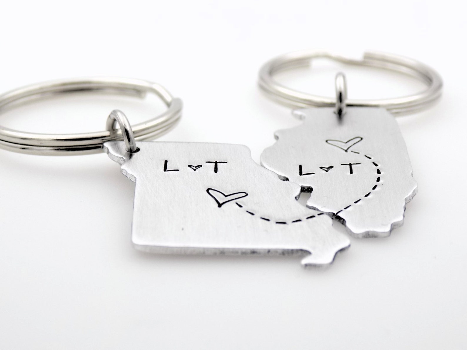 Long Distance State Keychain Gift, USA State to State, Couples Living ...