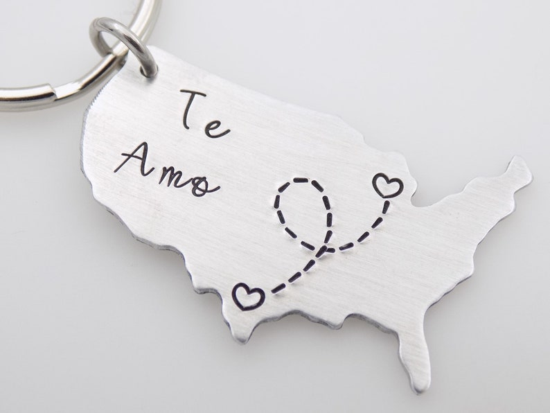 Custom USA Keychain Choose Your Phrase and Your 2 States - Etsy