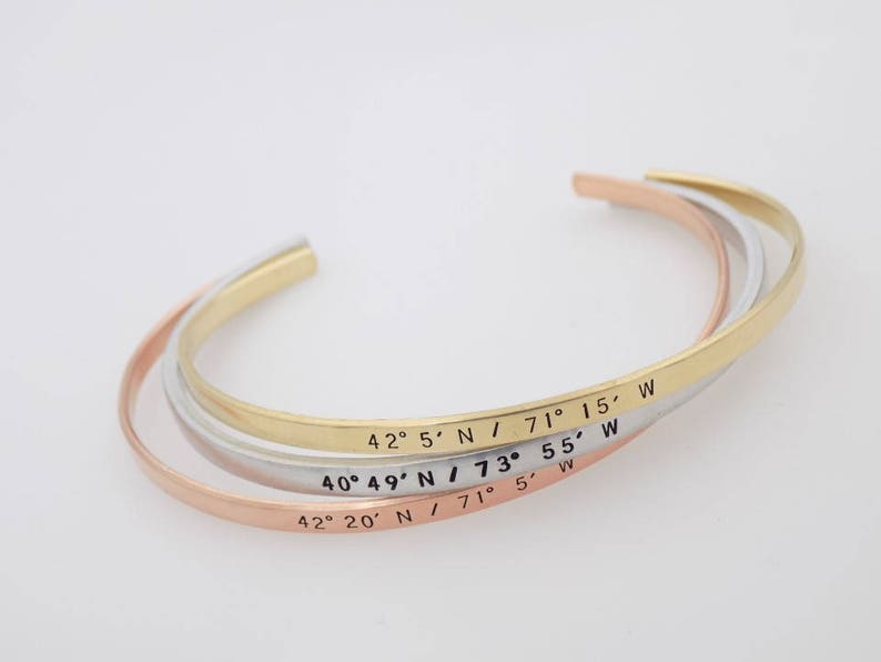 Custom Coordinate Jewelry Dainty Thin Adjustable Cuff - Etsy