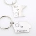 Best Friends Map Custom Long Distance Friendship State Key Chain Set of ...