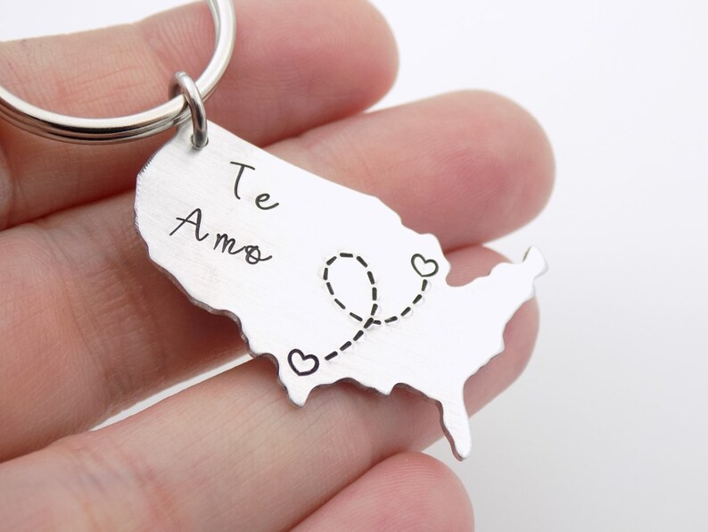 Custom USA Keychain Choose Your Phrase and Your 2 States | Etsy