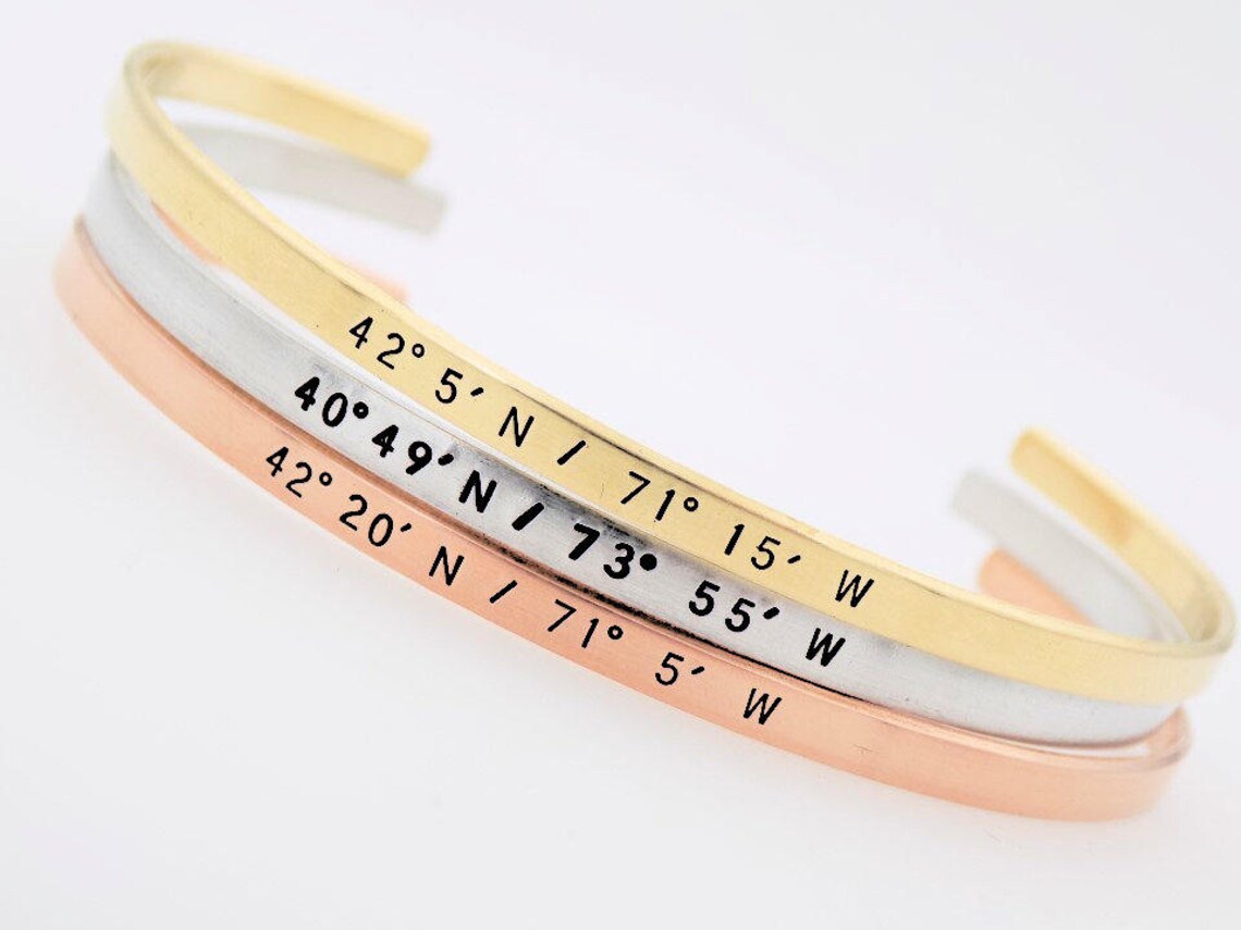 Custom Coordinate Jewelry Dainty Thin Adjustable Cuff - Etsy