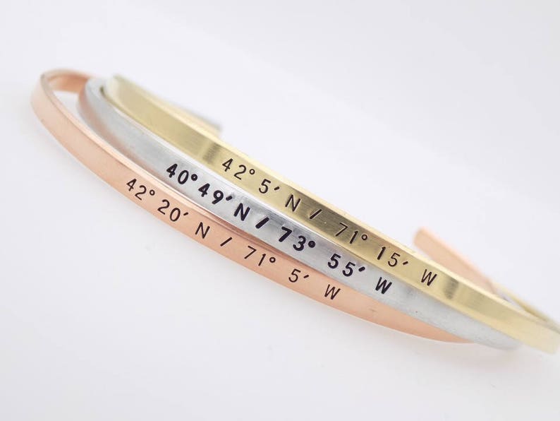 Custom Coordinate Jewelry Dainty Thin Adjustable Cuff - Etsy