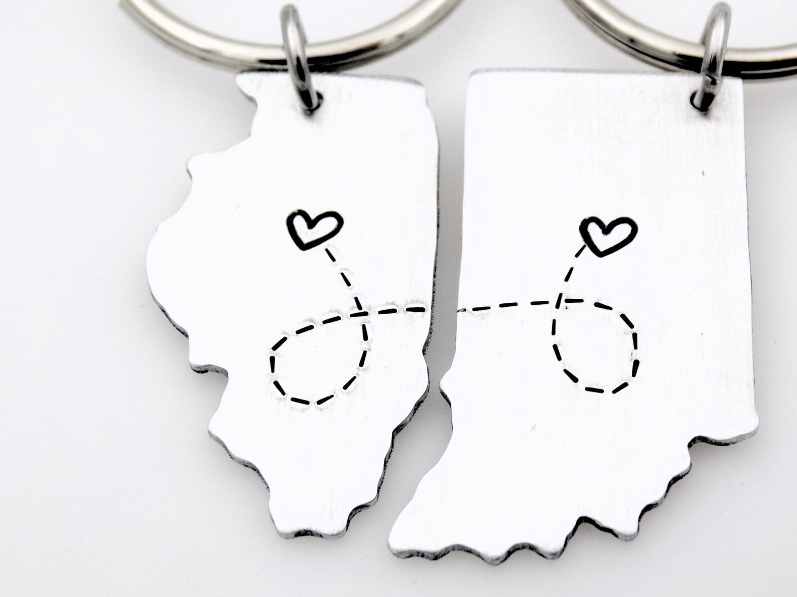 Choose Your State or Country Custom Long Distance Keychain Set - Etsy