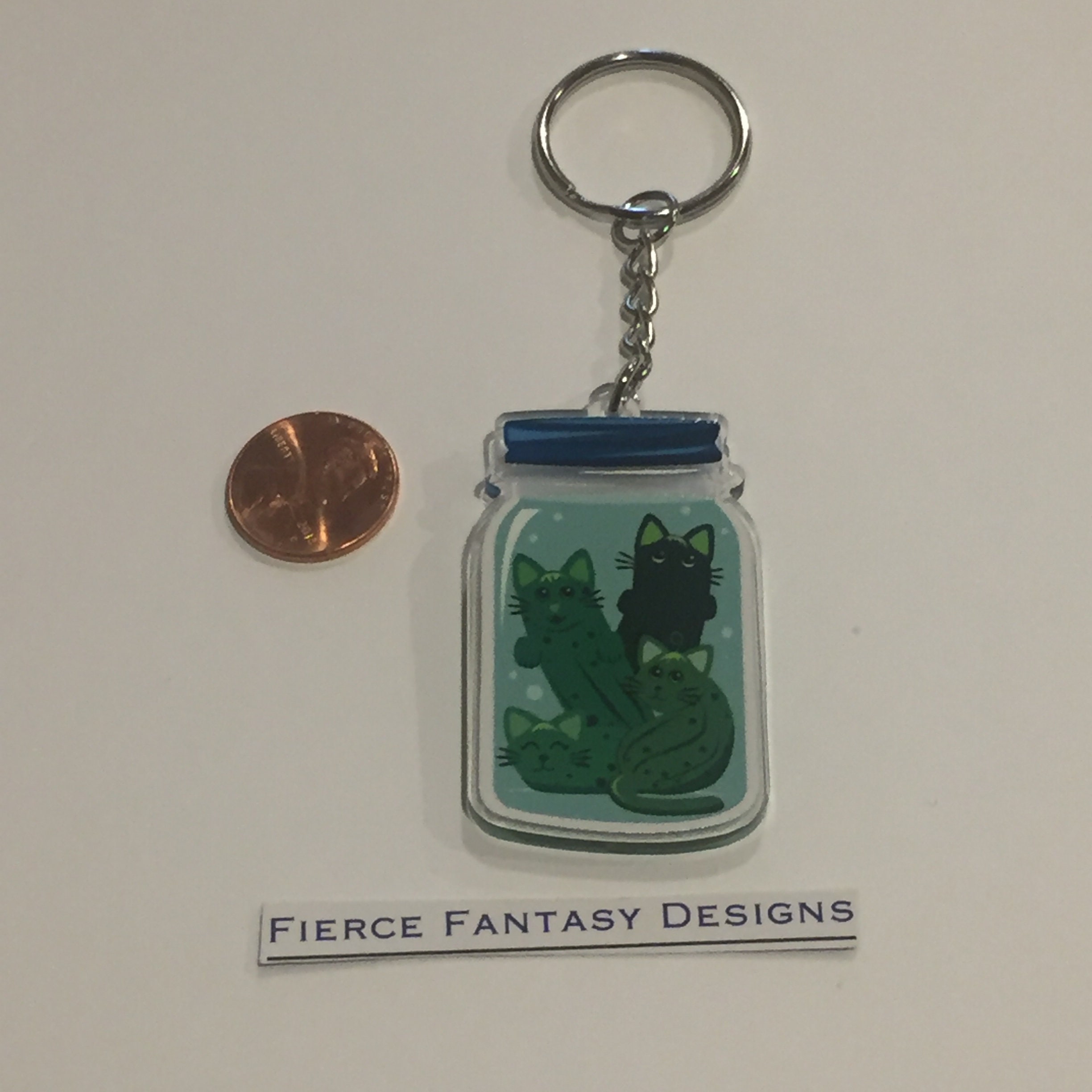 Pickle cat keychain | Etsy
