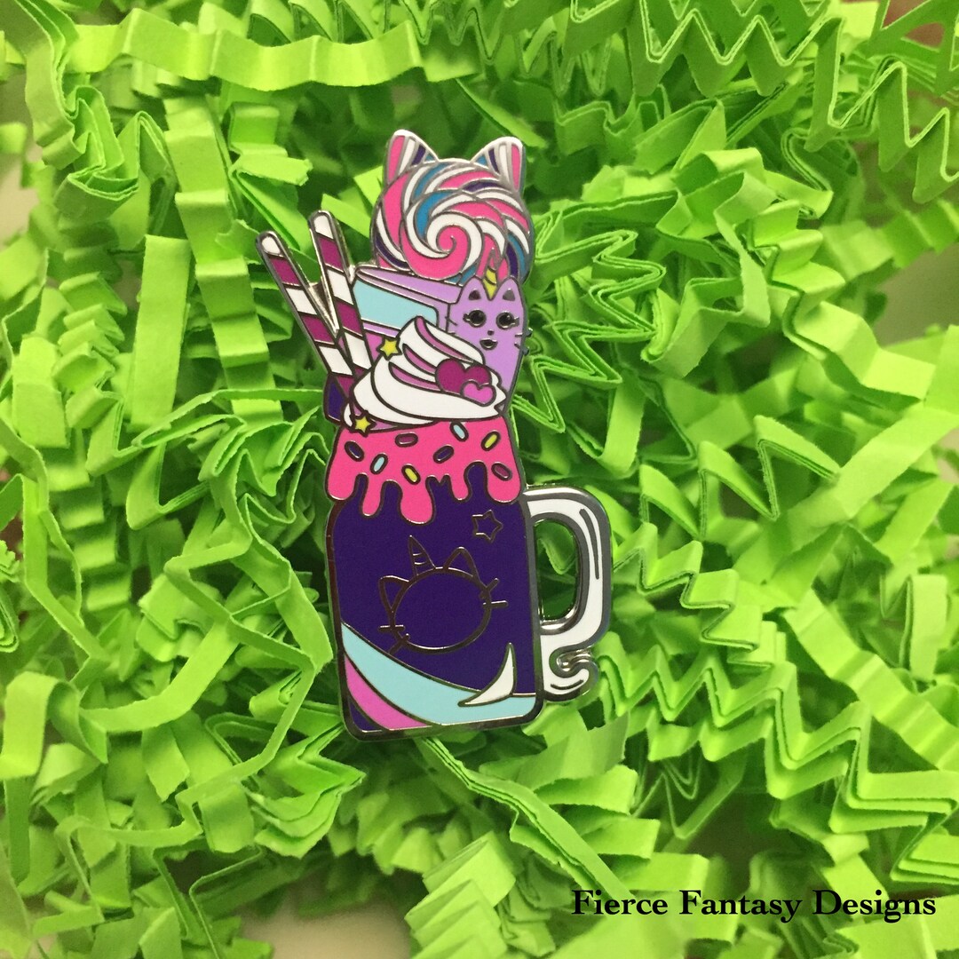 Caticorn Freakshake Enamel Pin, Shake, Drink, Lollipop, Cake, Happy ...