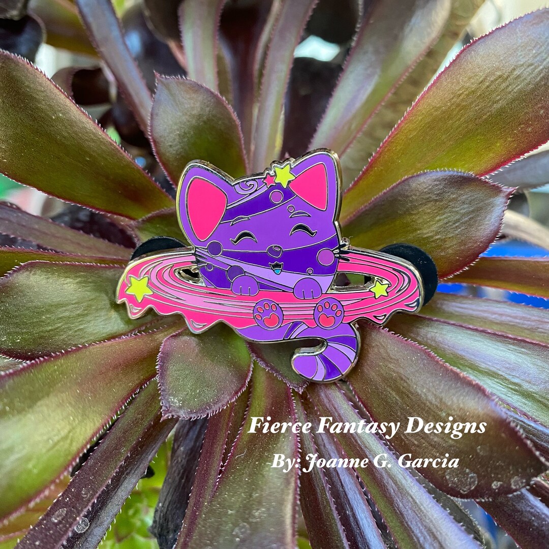 Saturn Cat, Planet, Rings, Stars, Space, Cat, Kitty, Purple Pin - Etsy