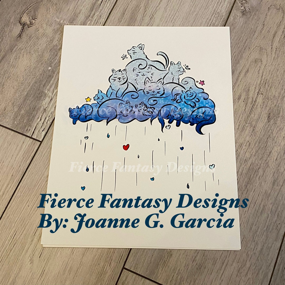 Cat Rain Cloud, Blue, Kitties, Cats 8-1/2 X 11 Print - Etsy