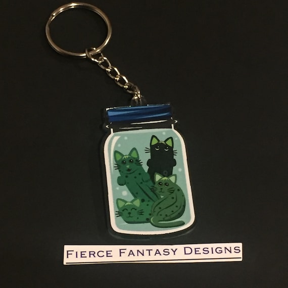 Pickle Cat Keychain - Etsy