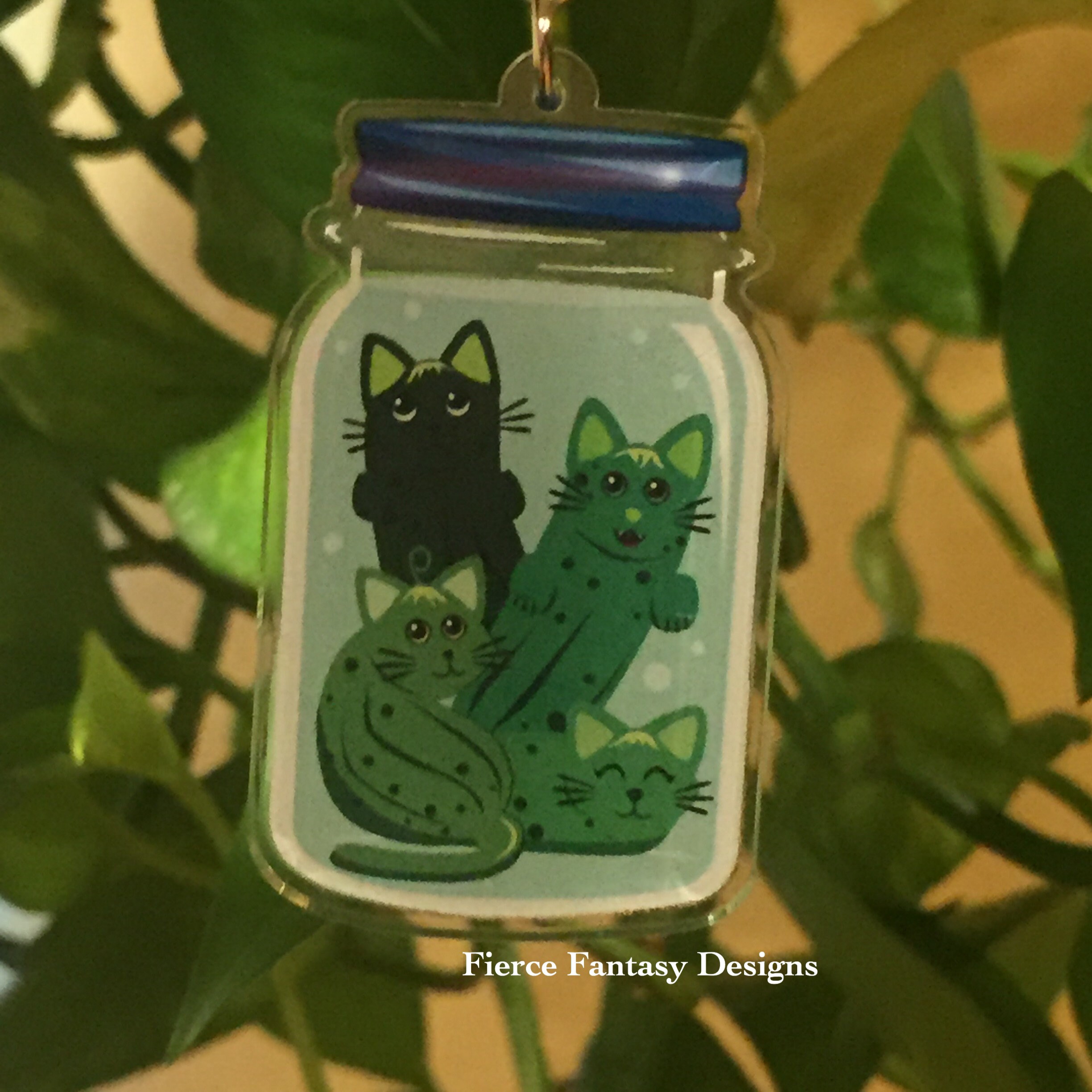Pickle cat keychain | Etsy
