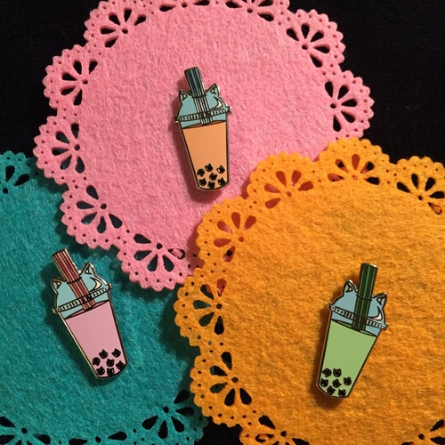 Bubble Tea Boba Pin Enamel Lapel Pin | Etsy