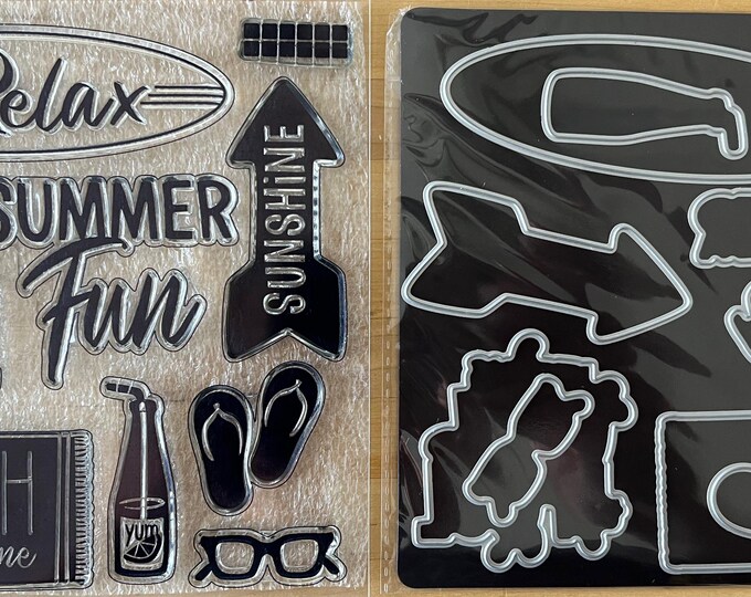 Z8026 - Beach Party Scrapbooking Stamp Set + Thin Cuts - Etsy