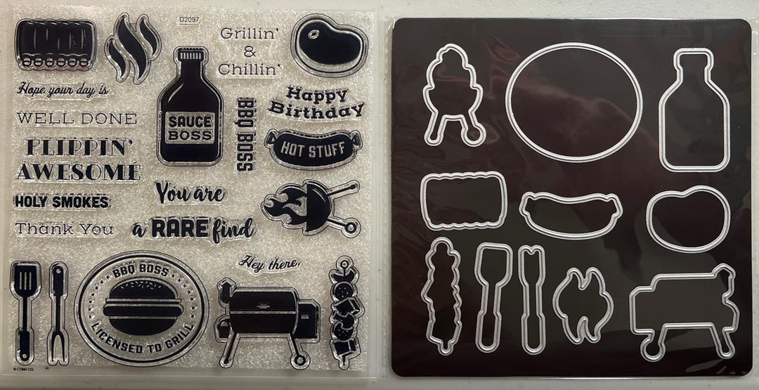 Z8023 - BBQ Boss Stamp + Thin Cuts - Etsy