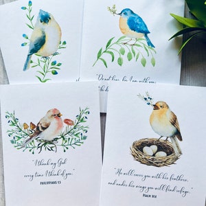 8 Ct Scripture Card Set With Birds, Watercolor Cards, Set 1, Thinking ...