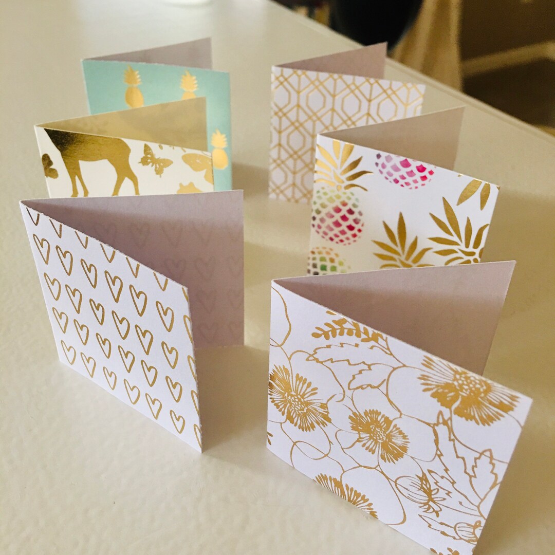 Gold Foil Gift Enclosure Cards, 2x2 Inch Mini Cards, Gift Tags ...