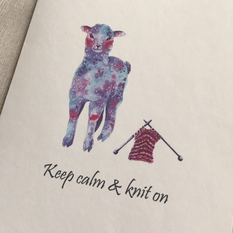 8ct Knitting Card Set, Handmade Cards, Folded Note Cards, Blank Cards ...
