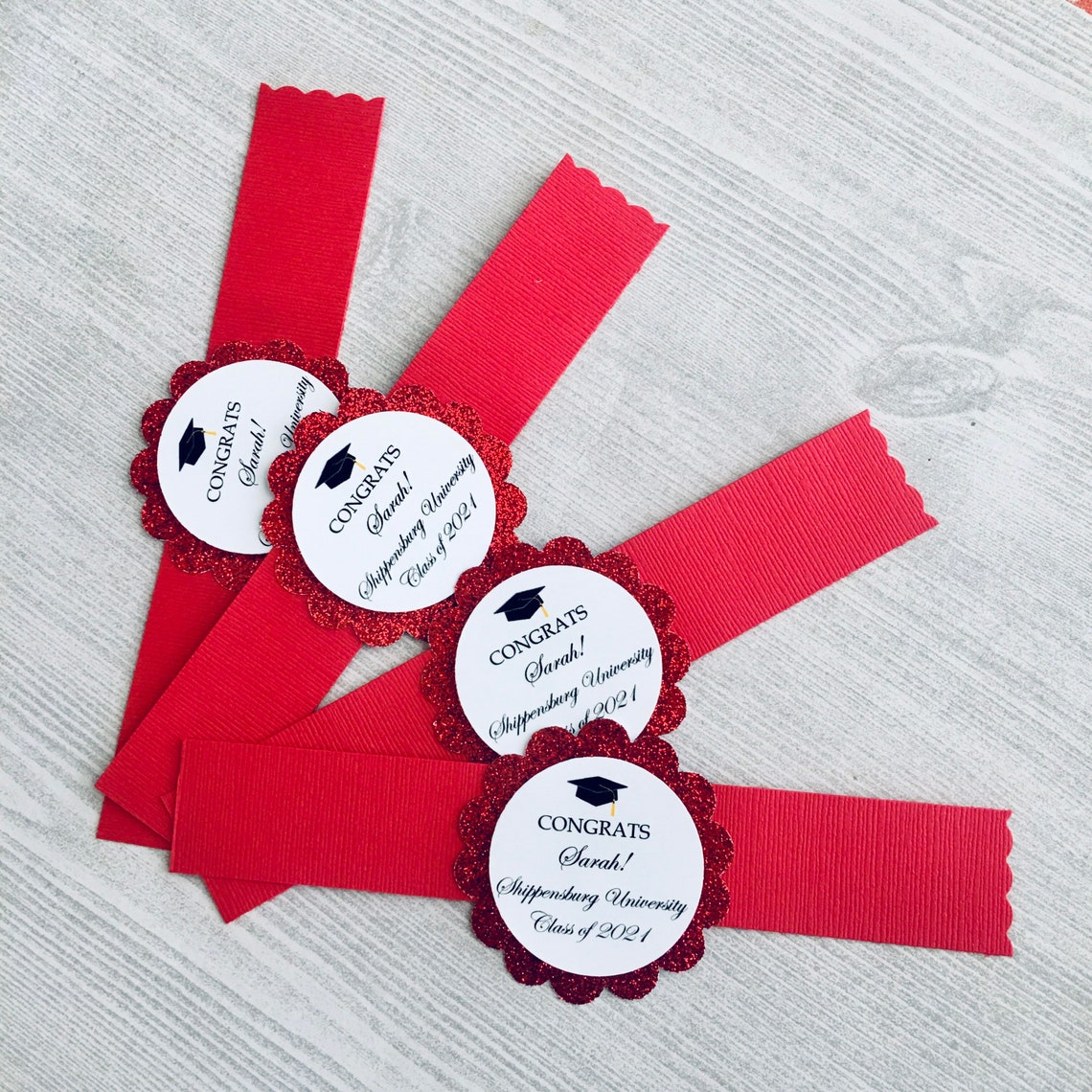 12 Graduation Napkin Rings, Red Napkin Rings, Graduation Cupcake ...