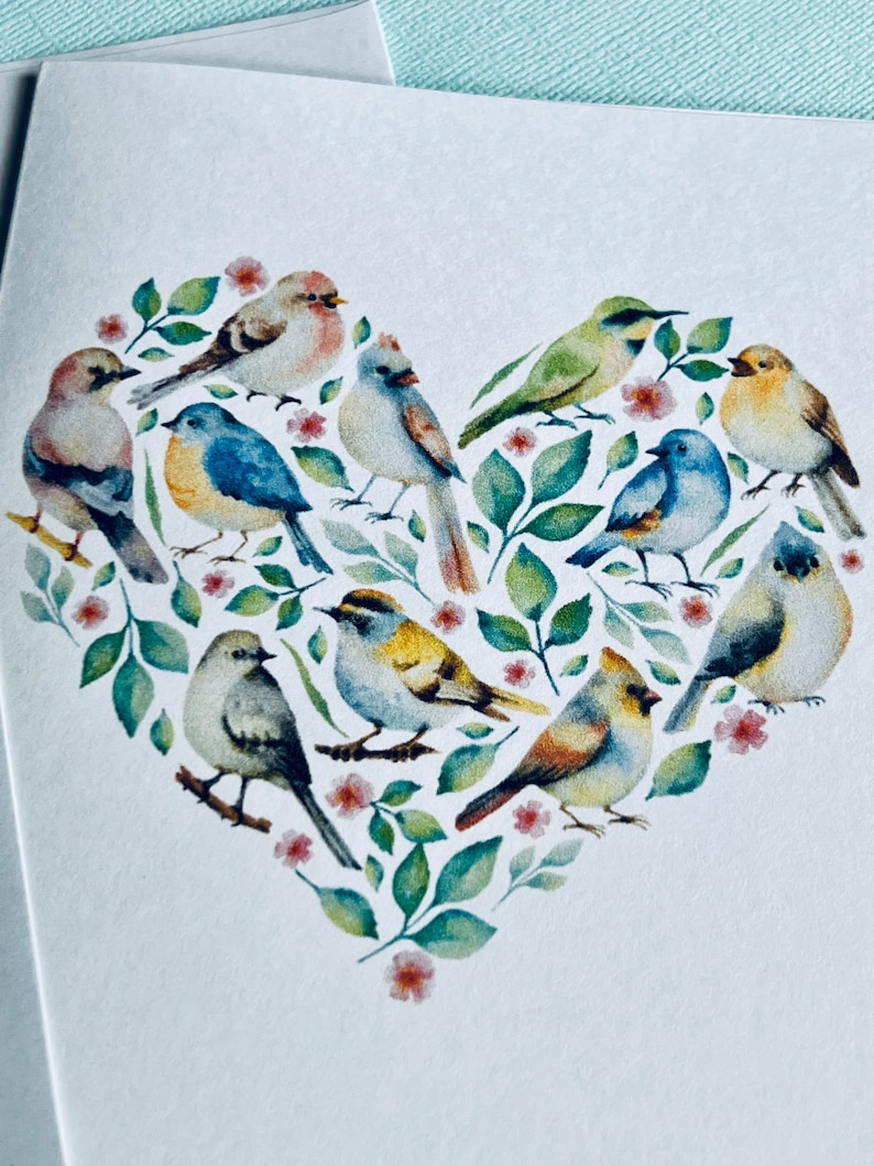 Birds Note Cards, Card Set, Watercolor Birds Note Cards, Folded Card ...