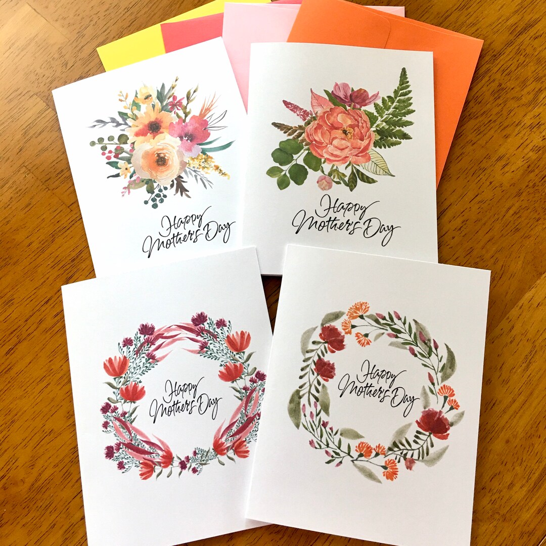 Mothers Day Card Set Assorted Cards Watercolor Flowers - Etsy