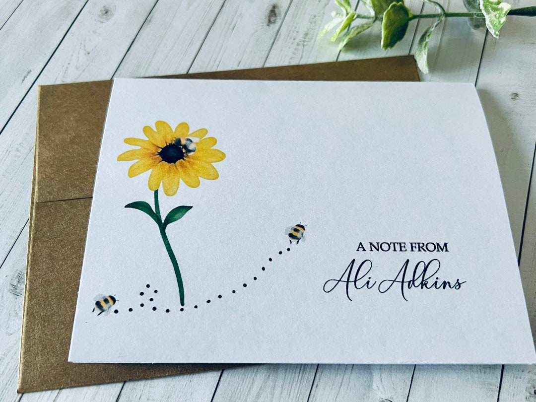 Bees Stationery Set, Personalized Stationery With Bees, Folded Note ...