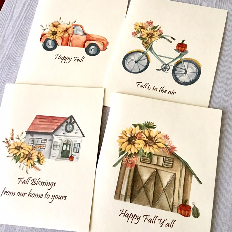 8ct Fall Greeting Card Set Fall Greeting Cards Watercolor | Etsy