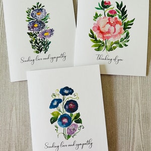 Watercolor Encouragement Cards, Florals Card Assortment, Thinking of ...