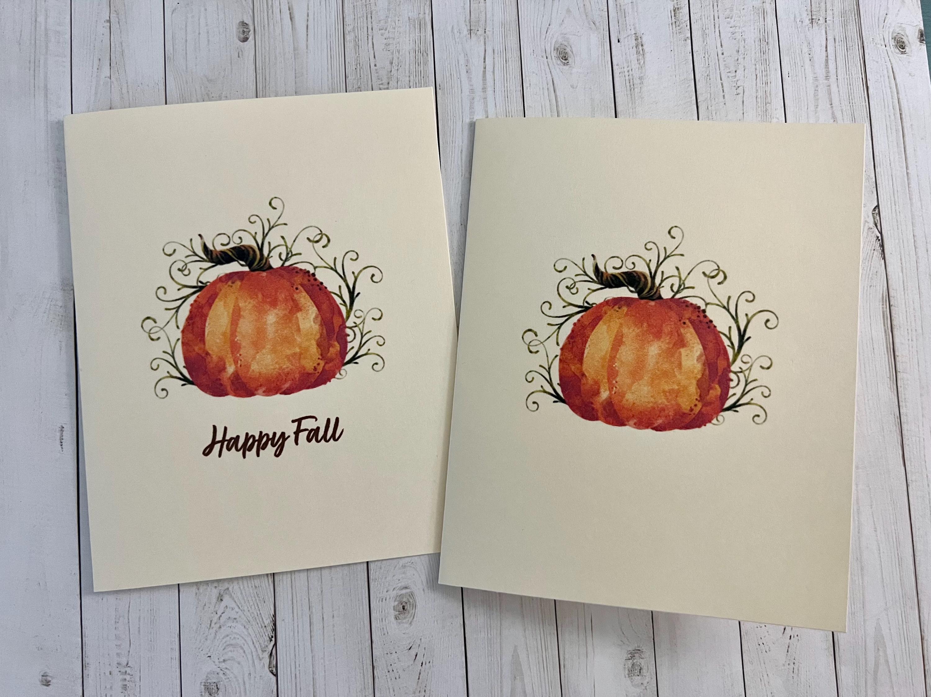 Fall Pumpkin Greeting Card, Fall Greeting Cards, Watercolor Pumpkin ...