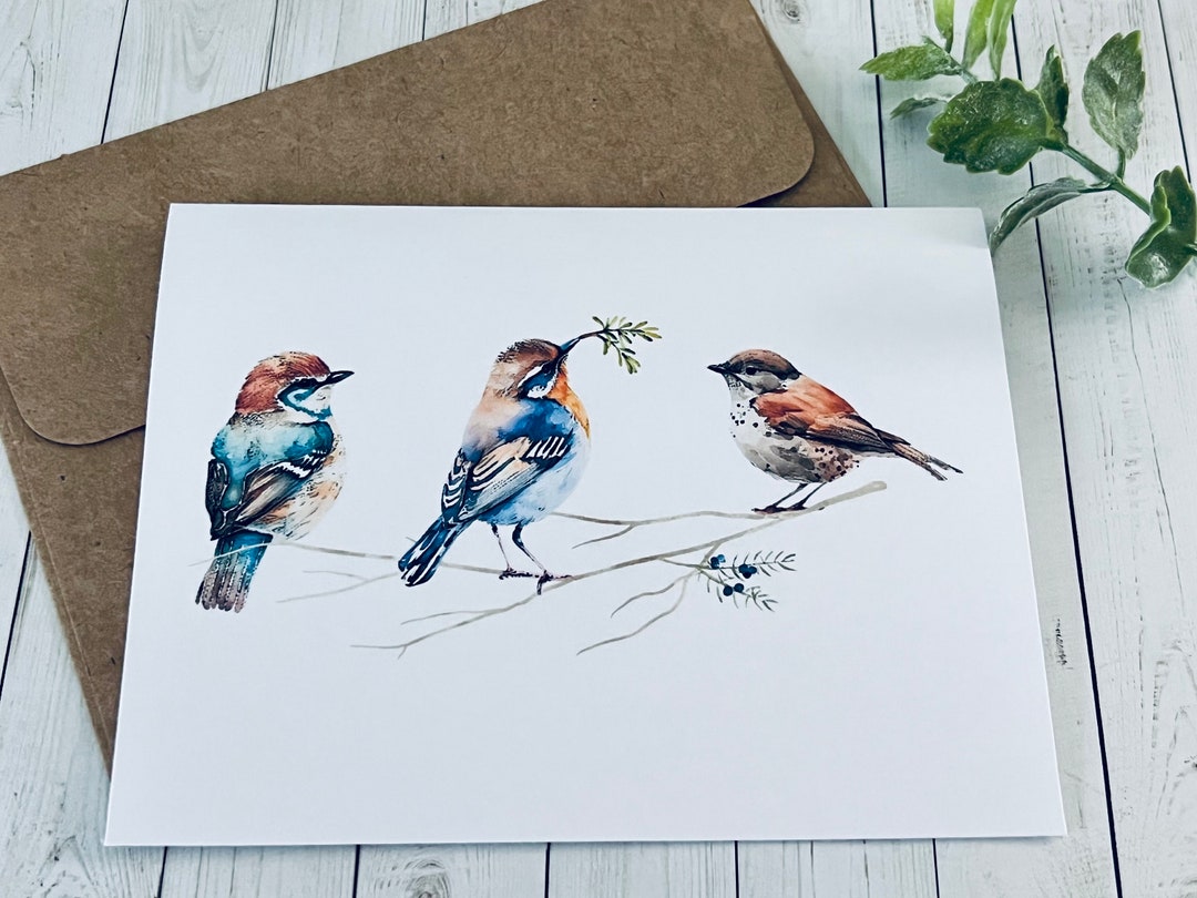 Watercolor Birds Cards Note Cards, Bird Cards, Watercolor Note Cards ...