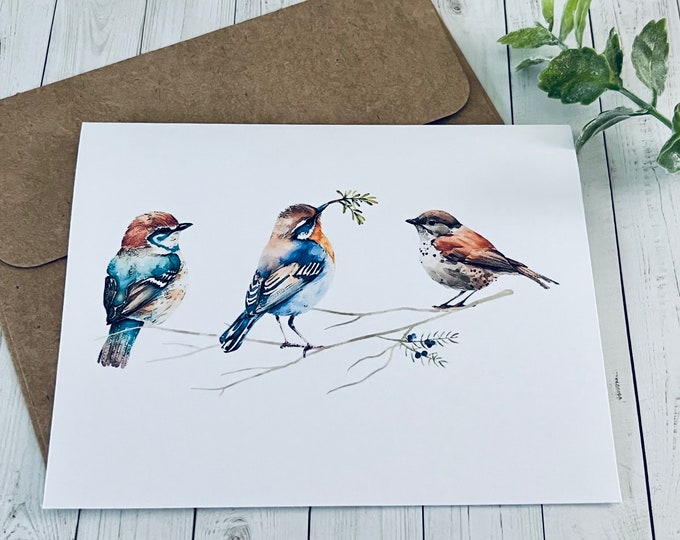 Watercolor Birds Cards Note Cards, Bird Cards, Watercolor Note Cards ...