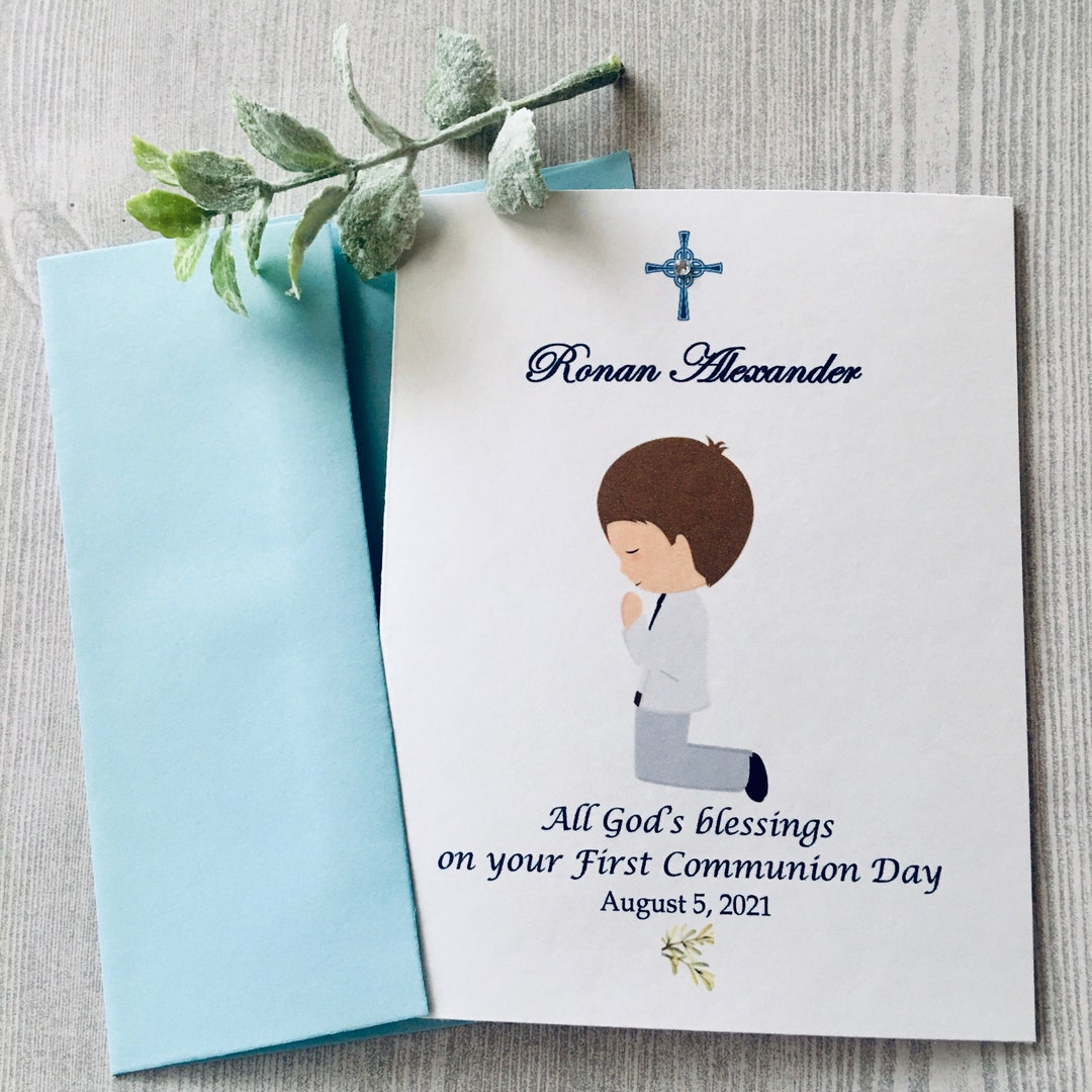 Personalized First Communion Card Boy: Handmade Baptism Card - Etsy