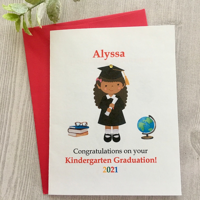 Personalized Kindergarten Graduation Card Choose Hair or Skin - Etsy
