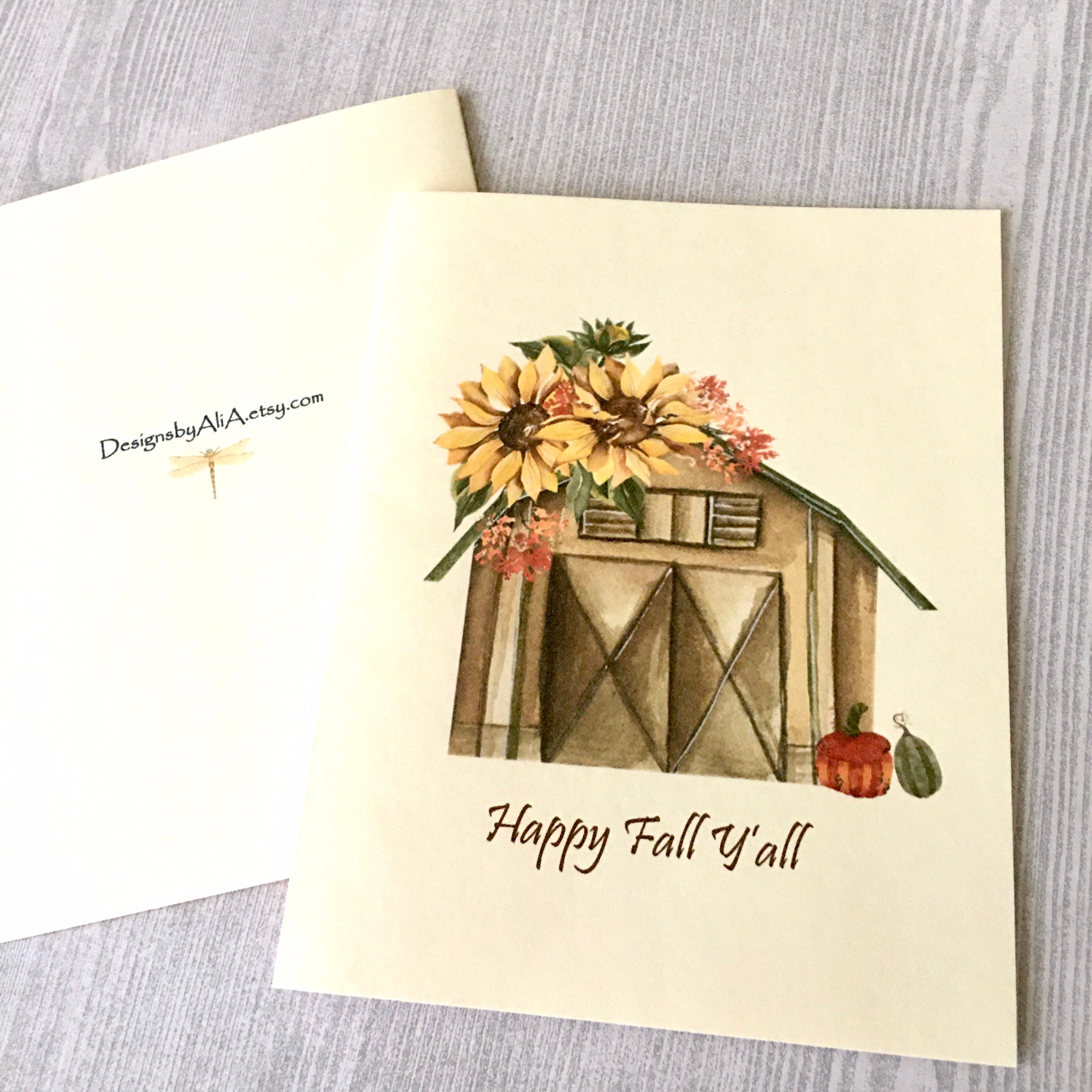 8ct Fall Greeting Card Set Fall Greeting Cards Watercolor | Etsy
