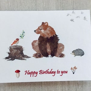 Woodland Animals Birthday Card, Watercolor Animals Card, Fall Birthday ...
