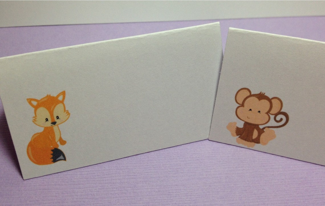 12 Baby Animal Place Cards Zoo Animals Woodland Animals - Etsy