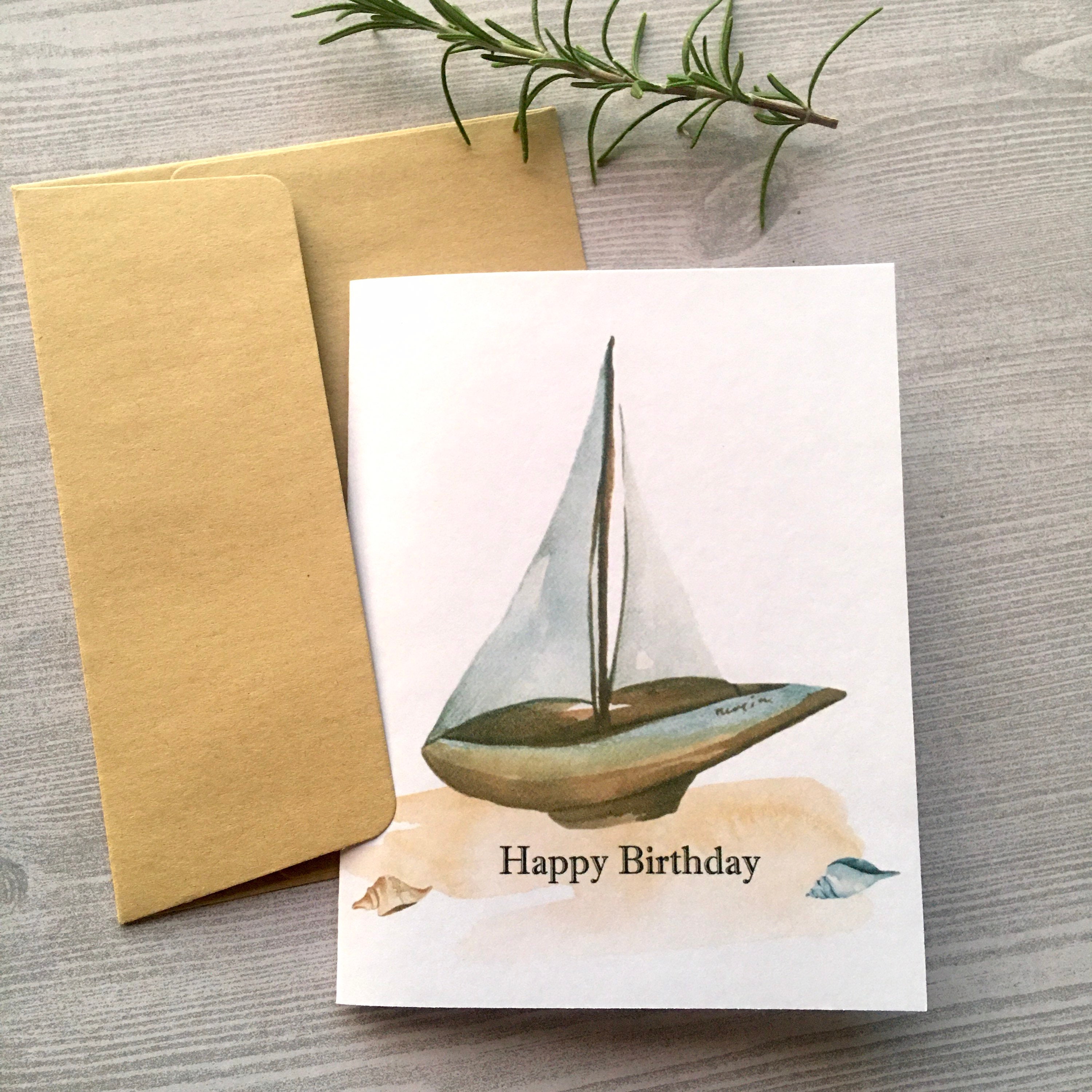 4ct Beach Birthday Card Set Watercolor Birthday Card Set | Etsy