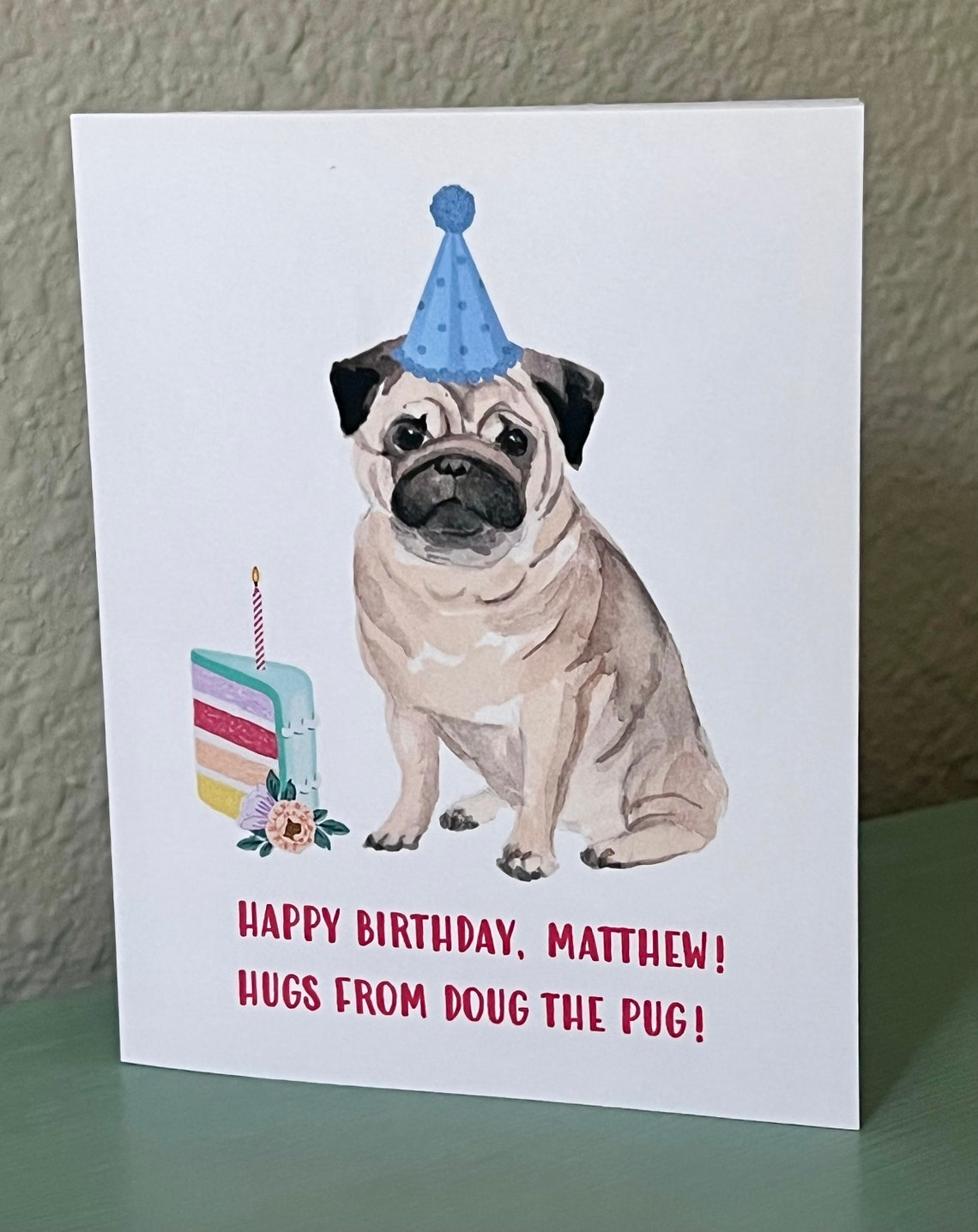 Pug Birthday Card, PERSONALIZED Cards, Dog Birthday Card, Birthday Card ...