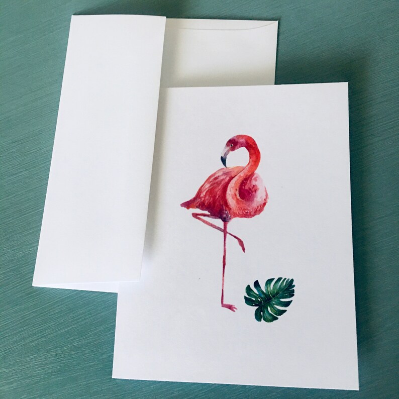 8ct Flamingo Note Card Set Watercolor Cards Flamingo Card - Etsy