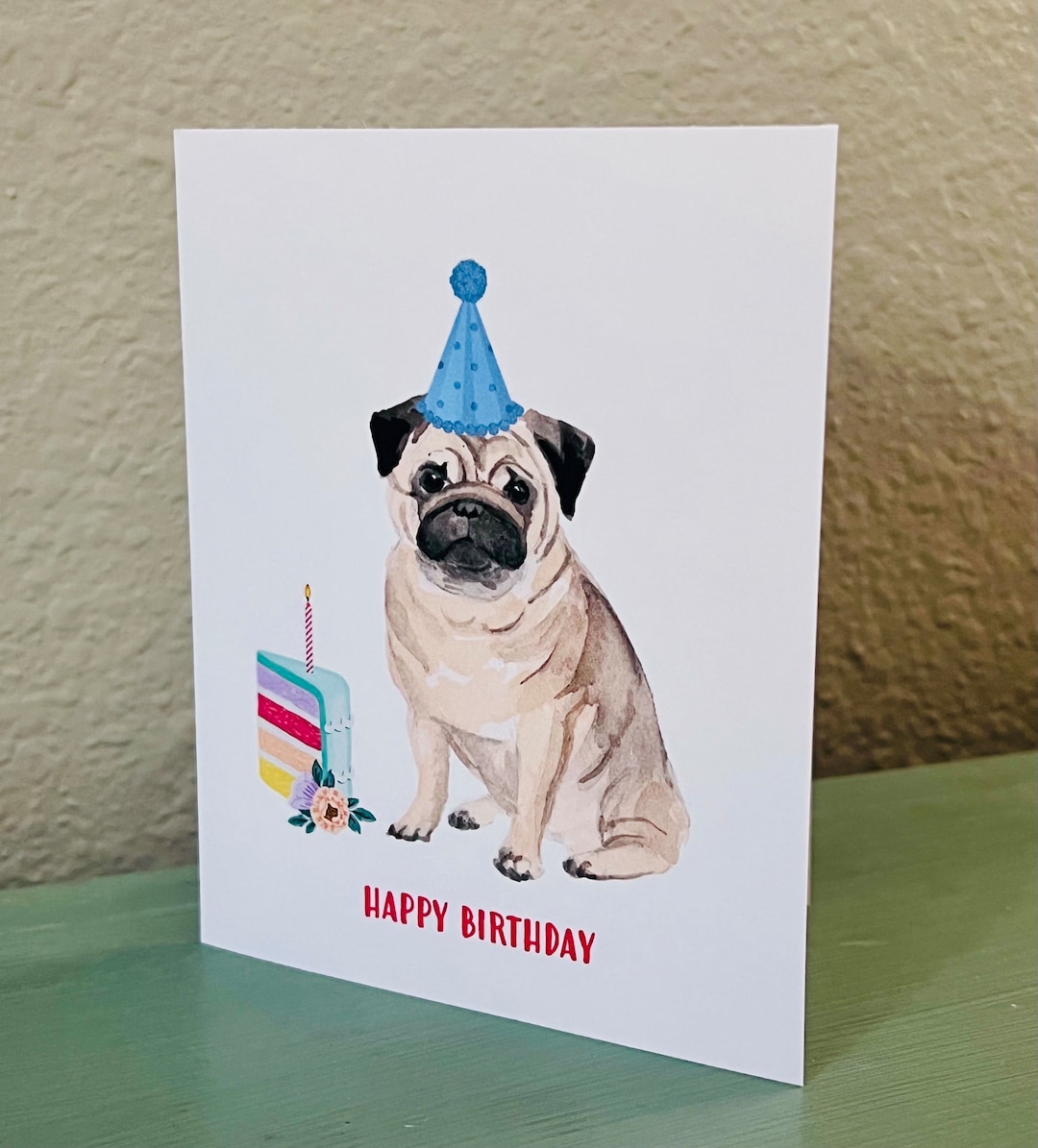 Pug Birthday Card, PERSONALIZED Cards, Dog Birthday Card, Birthday Card ...