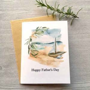 Fathers Day Card Set, Fathers Day Card Set, Beach Theme, Watercolor ...