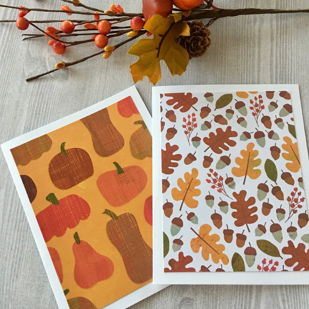 6ct Assorted Fall Card Set, Thanksgiving Cards, Fall Notecards, Fall ...