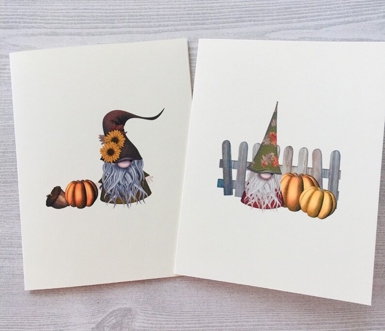 Gnomes Card Set Fall Gnome Cards Gnomes Cards Folded Note - Etsy